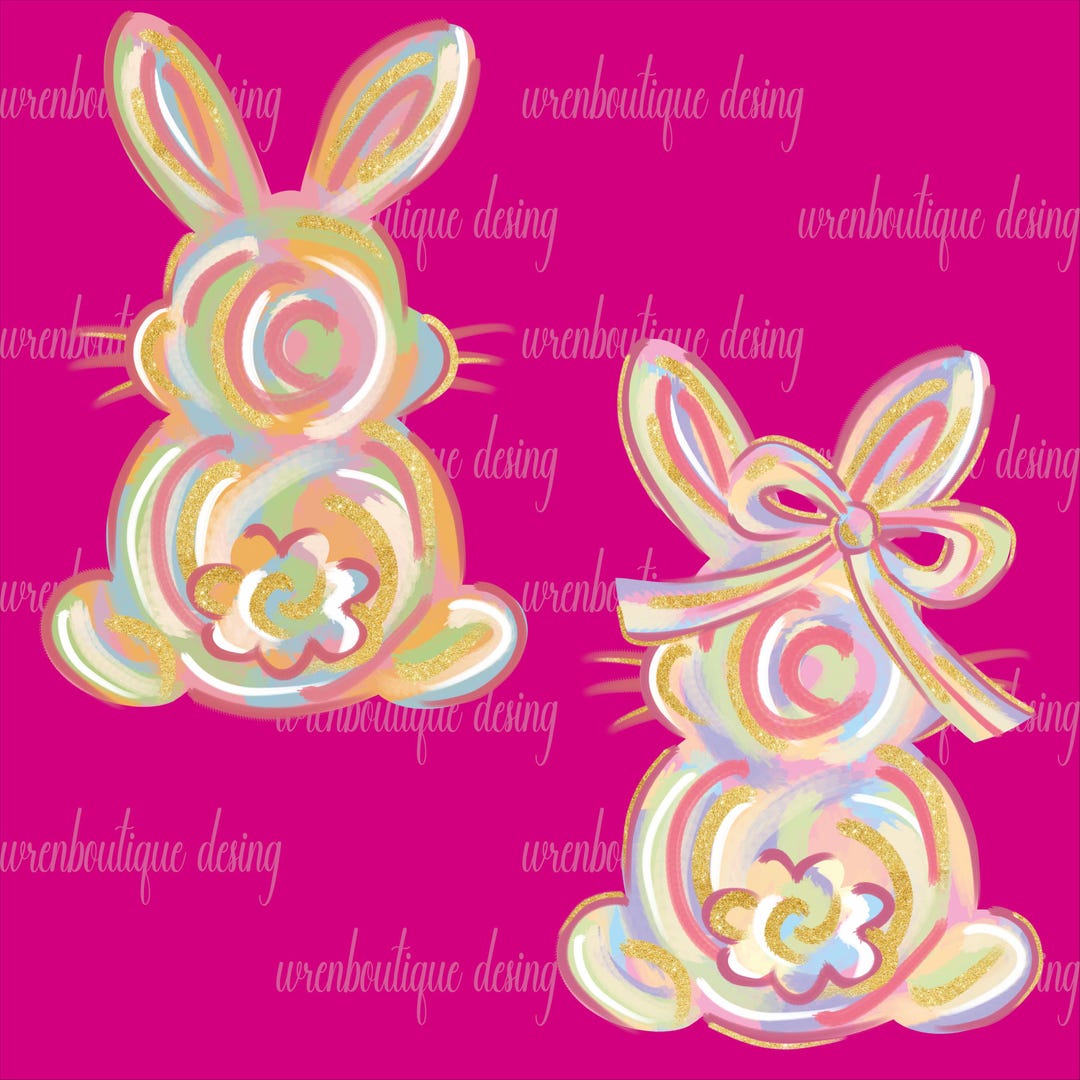 Easter Bunny PNG: Girl and Boy Coquette Design (digital Download) - Etsy