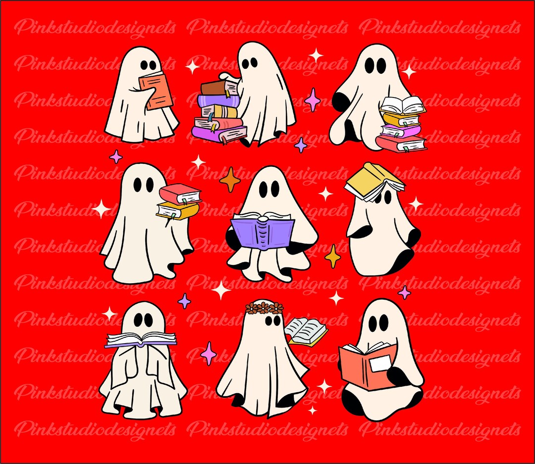 Teacher Ghost Reading Halloween PNG, Librarian Spooky Season (digital ...