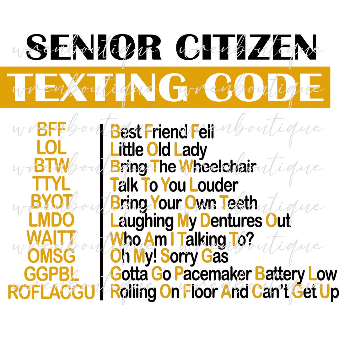Funny Senior Citizen Texting Code SVG PNG - Retirement Gift (digital ...