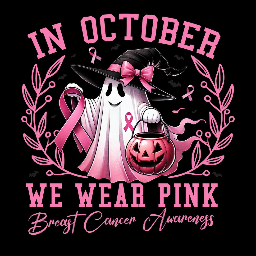 Breast Cancer Awareness Ghost PNG: Halloween Spooky Season (digital ...