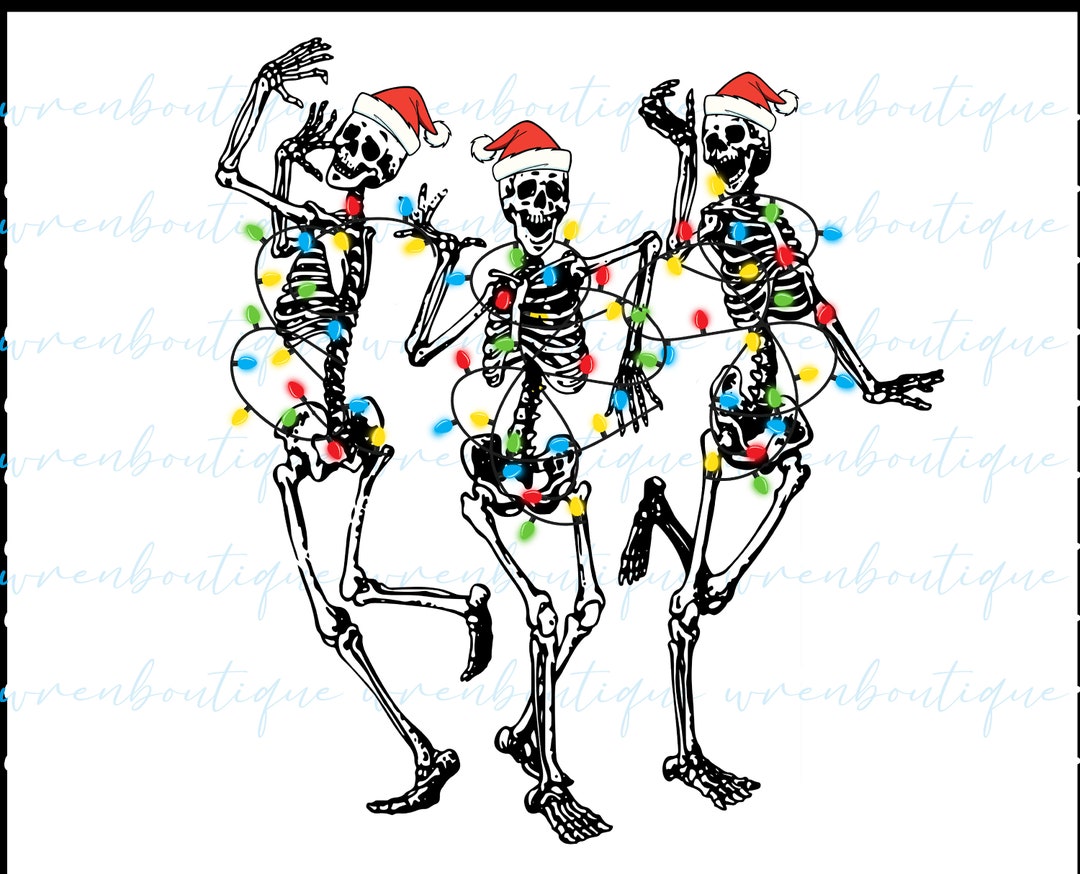 Skeleton Dancing Christmas Png, Skeleton Dance Png, Christmas Lights ...