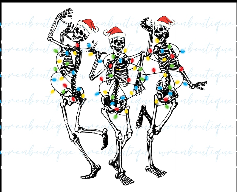Skeleton Dancing Christmas Png, Skeleton Dance Png, Christmas Lights ...