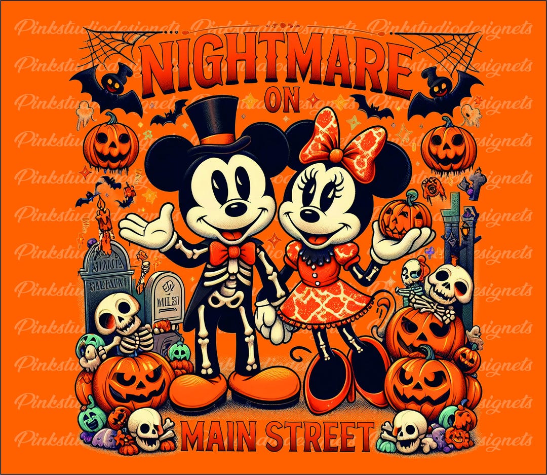 Nightmare Halloween Mickey Minnie PNG: Spooky Retro Design (digital ...