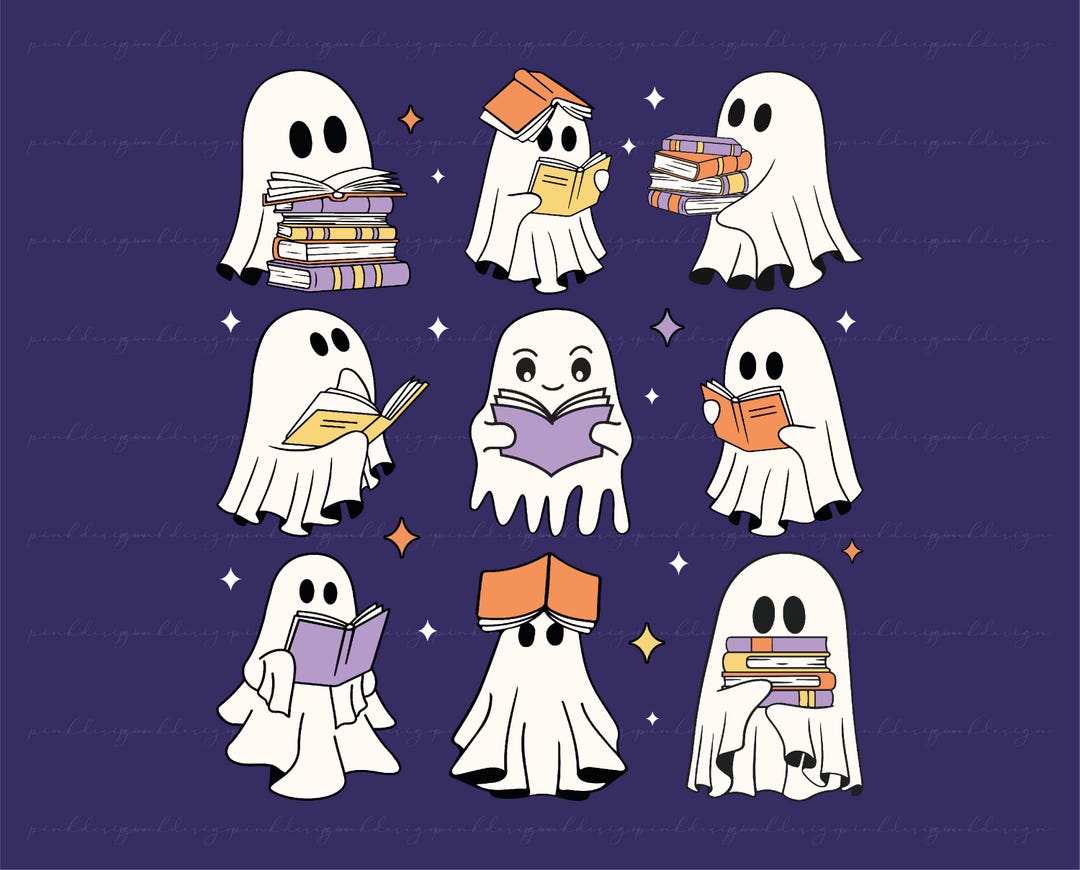 Ghost Reading Books PNG: Halloween Book Lover Gift (digital Download ...