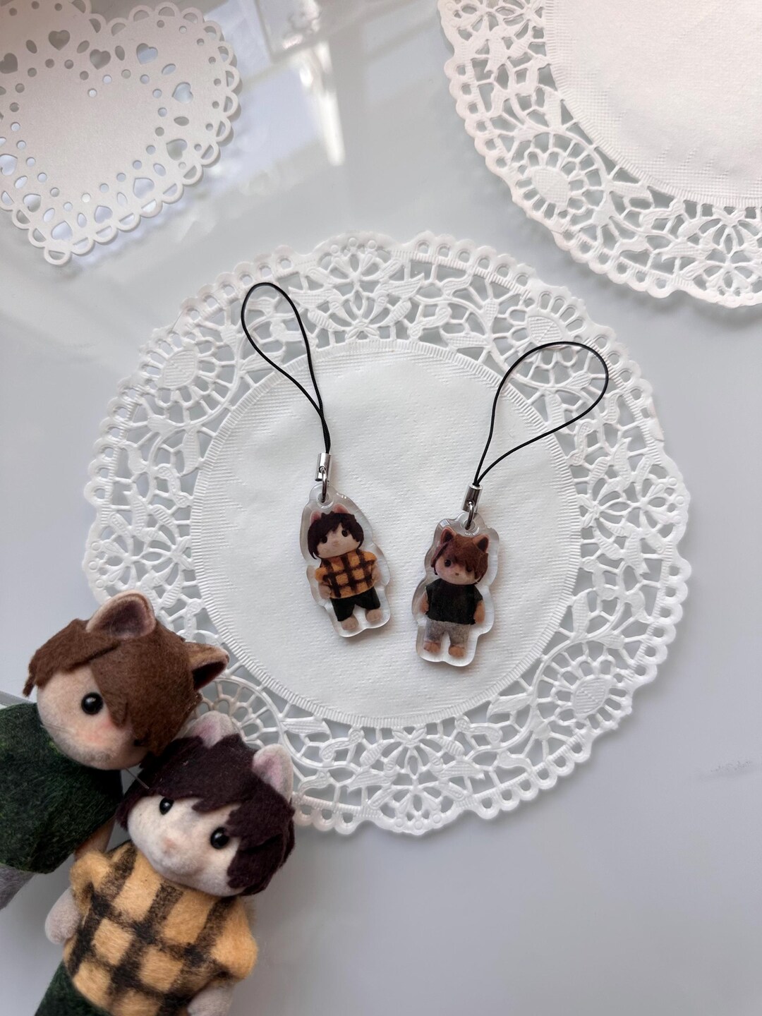 Dan and Phil Calico Critter Phone Charms - Etsy