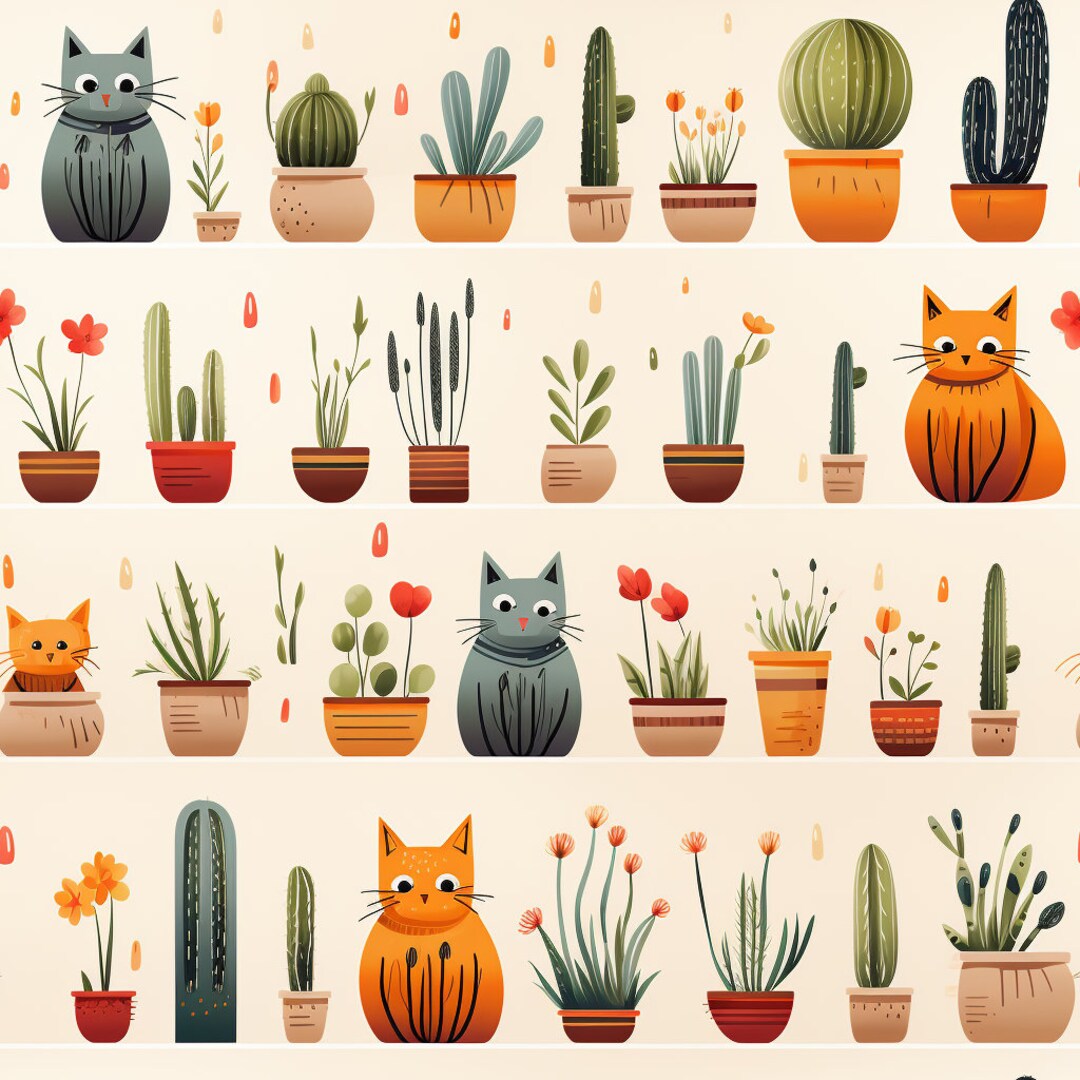 Vibrant and Adorable: Cartoon Critter and Cactus Patterns - Etsy
