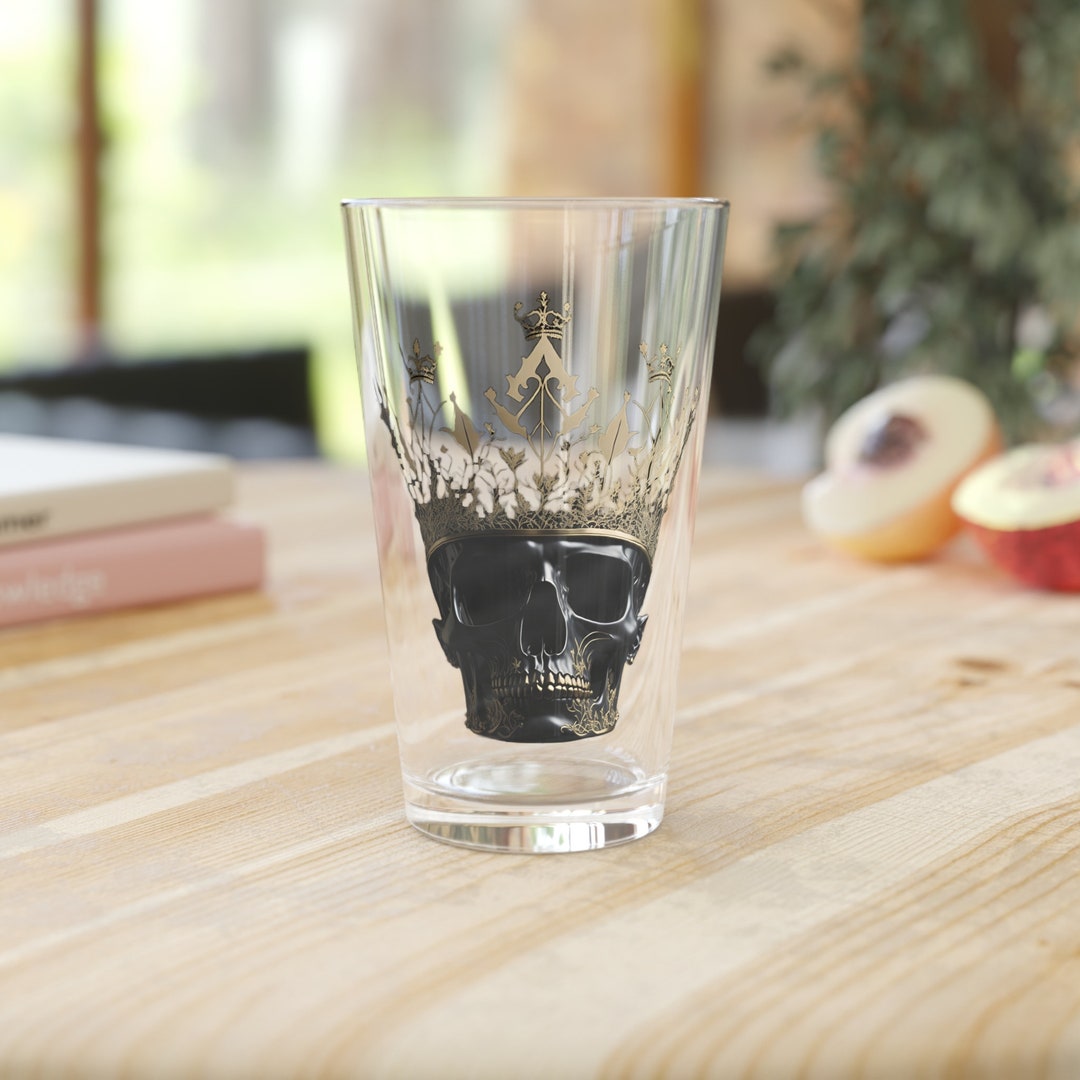 Pint Glass 16oz Skull King Crown Skeleton Gold - Etsy