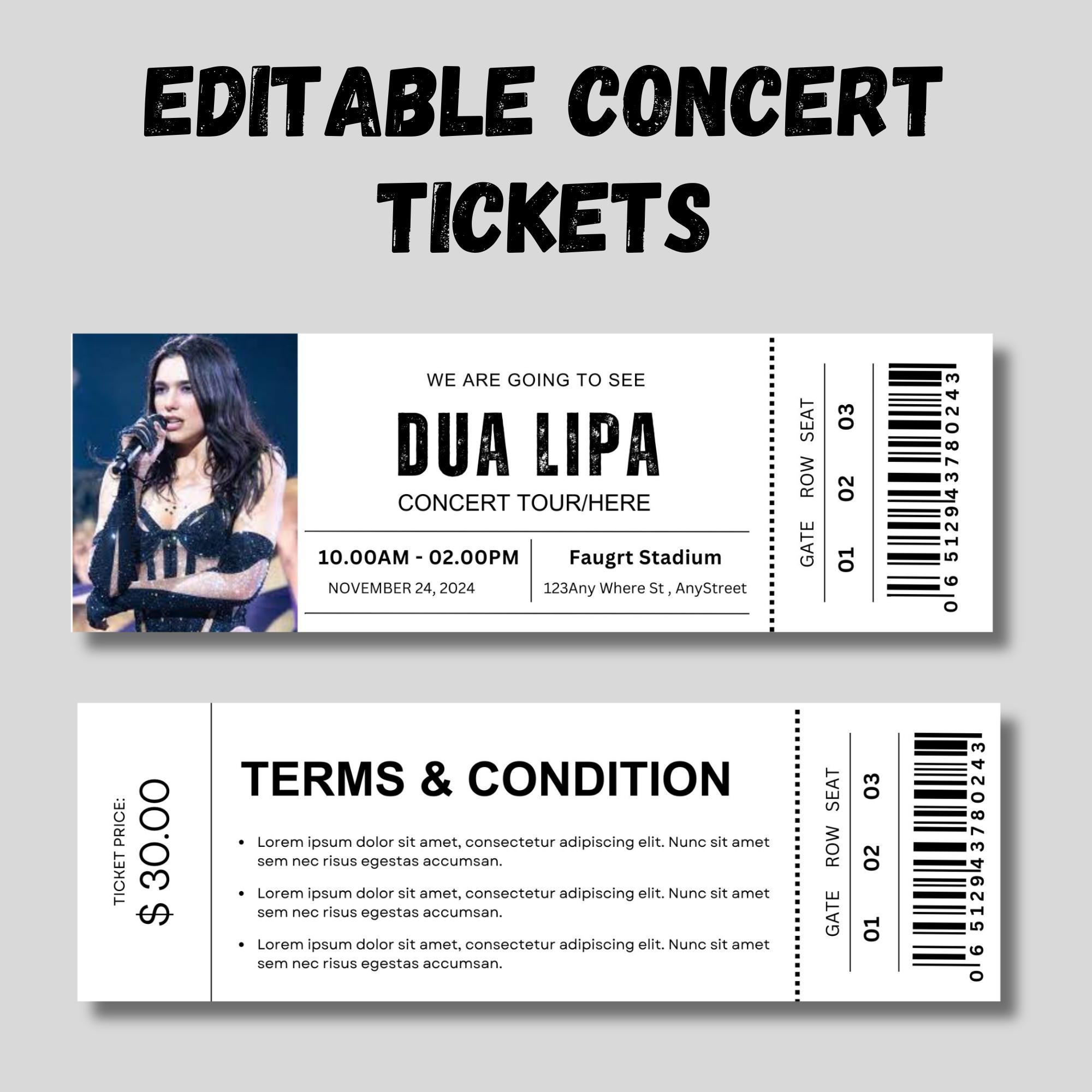 Editable Concert Ticket Template, Event Ticket, Custom Concert Ticket ...