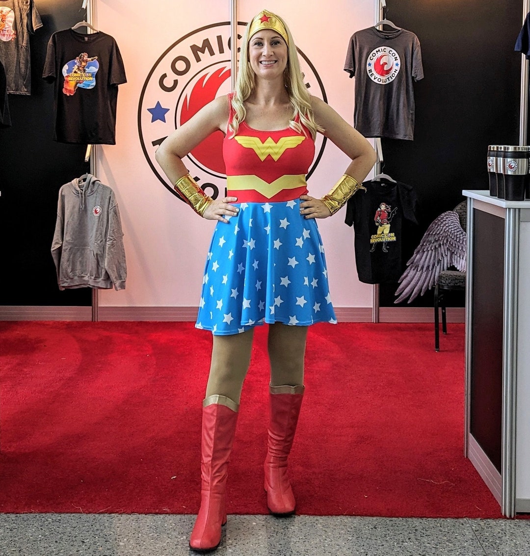 Wonder Woman Cosplay Skater Dress Costume Superhero DC Comic Con - Etsy