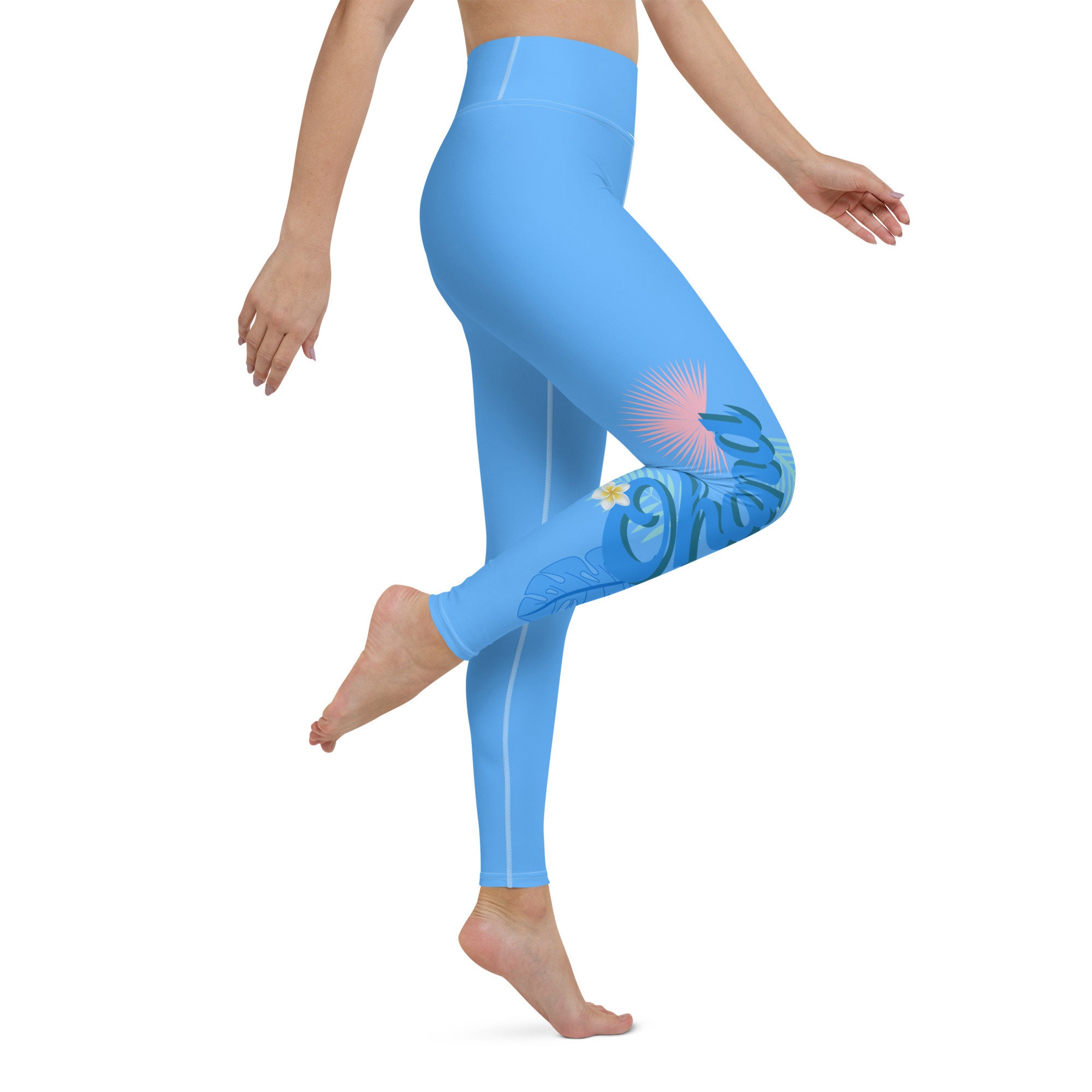 Womens Disney Stitch Inspired Yoga Leggings Ohana Hawiian Pants Aulani ...
