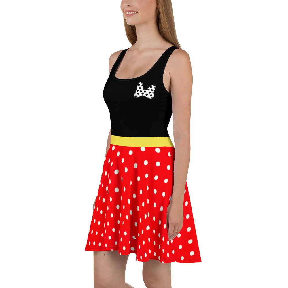 Womens Minnie Mouse Dress Red And Black Dots Classic Minnie Etsy