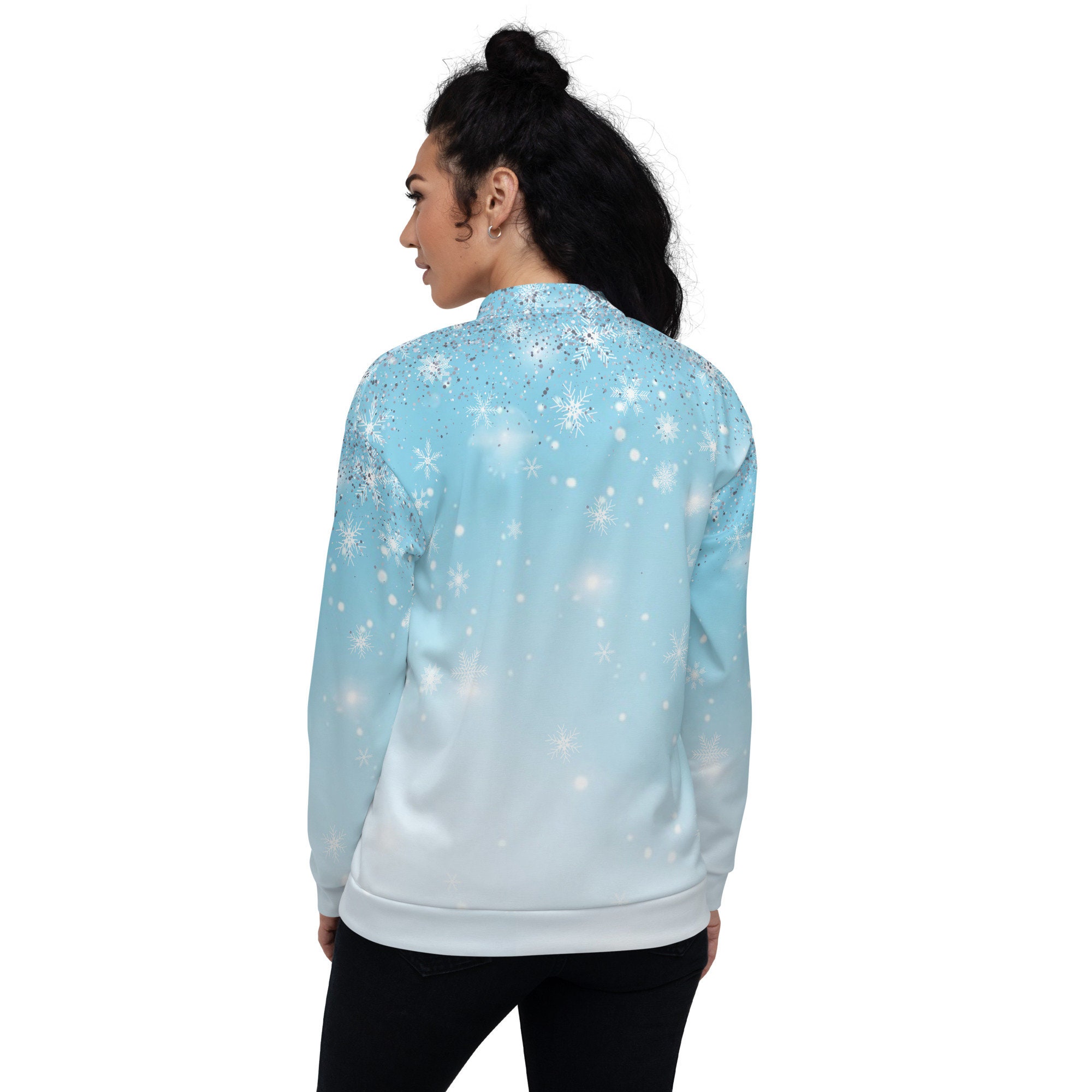 Womens Disney Bomberjacket Elsa Frozen Snowflake Sweater Adult Running ...