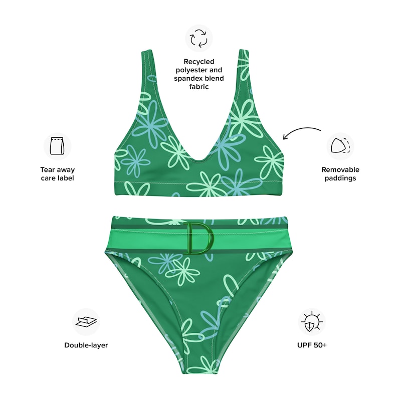 Disney Swimsuit Womens Pixar Inside Out Disgust High-waisted Bikini - Etsy