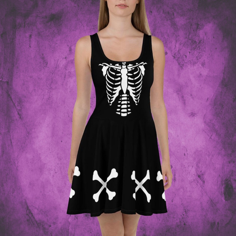 Womens Halloween Skeleton Dress - Etsy