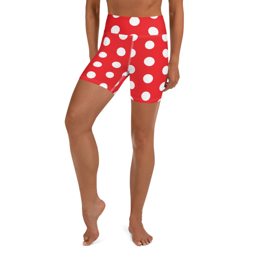 Womens Disney Shorts Minnie Mouse Red Polka Dot Biker Shorts Activewear ...