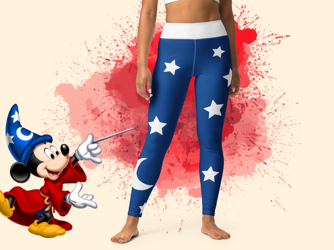 Womens Disney Mickey Mouse Leggings Sorcerer's Apprentice Pants Tights ...