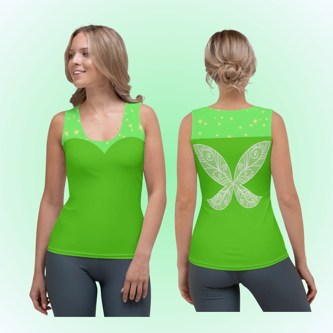 Womens Disney Tinkerbell Tank Top Tshirt Running Costume Activewear ...
