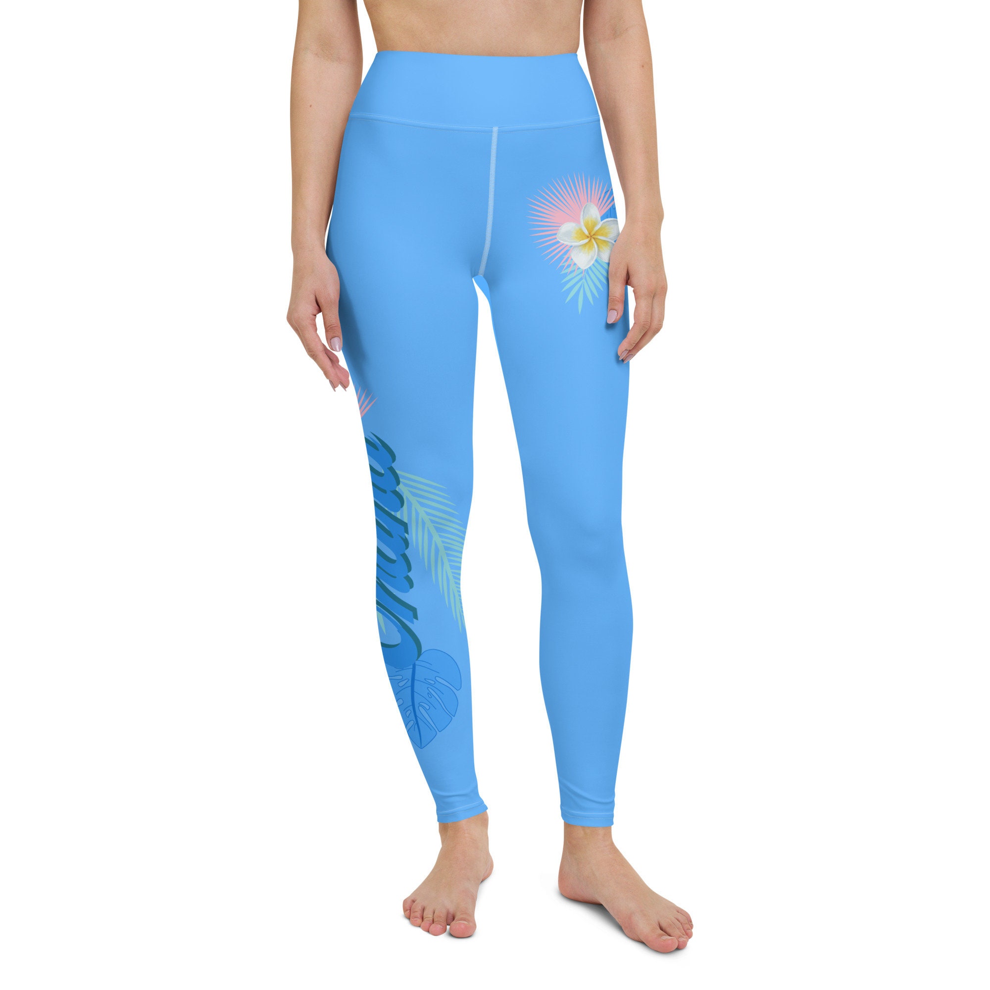 Womens Disney Stitch Inspired Yoga Leggings Ohana Hawiian Pants Aulani ...