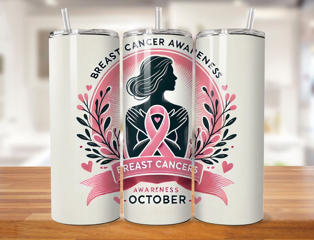 Tumbler 20 Oz. October Cancer Month With Women, Pink Ribbon, Breast ...