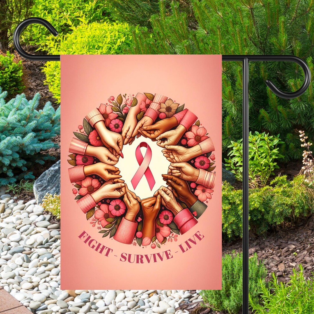 Pink Ribbon Breast Cancer Flag, Fight Cancer Garden Flag, Breast Cancer ...