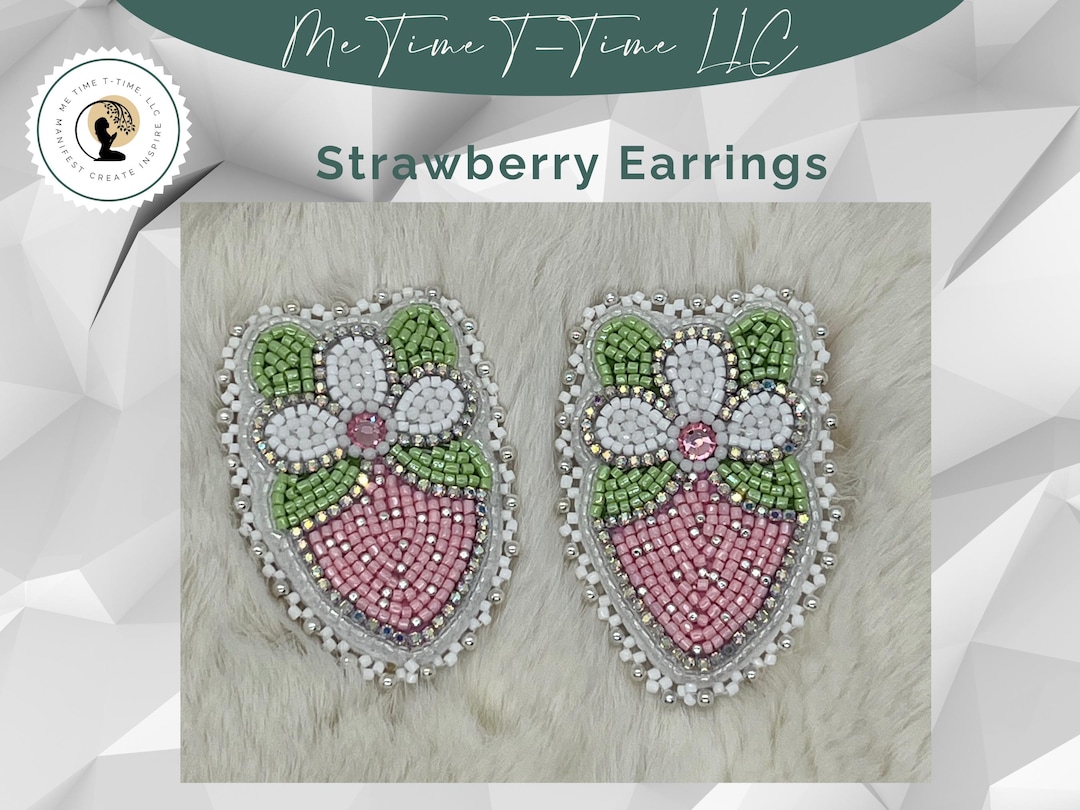 Beaded Strawberry Earrings: Pink Crystal Indigenous Jewelry - Etsy