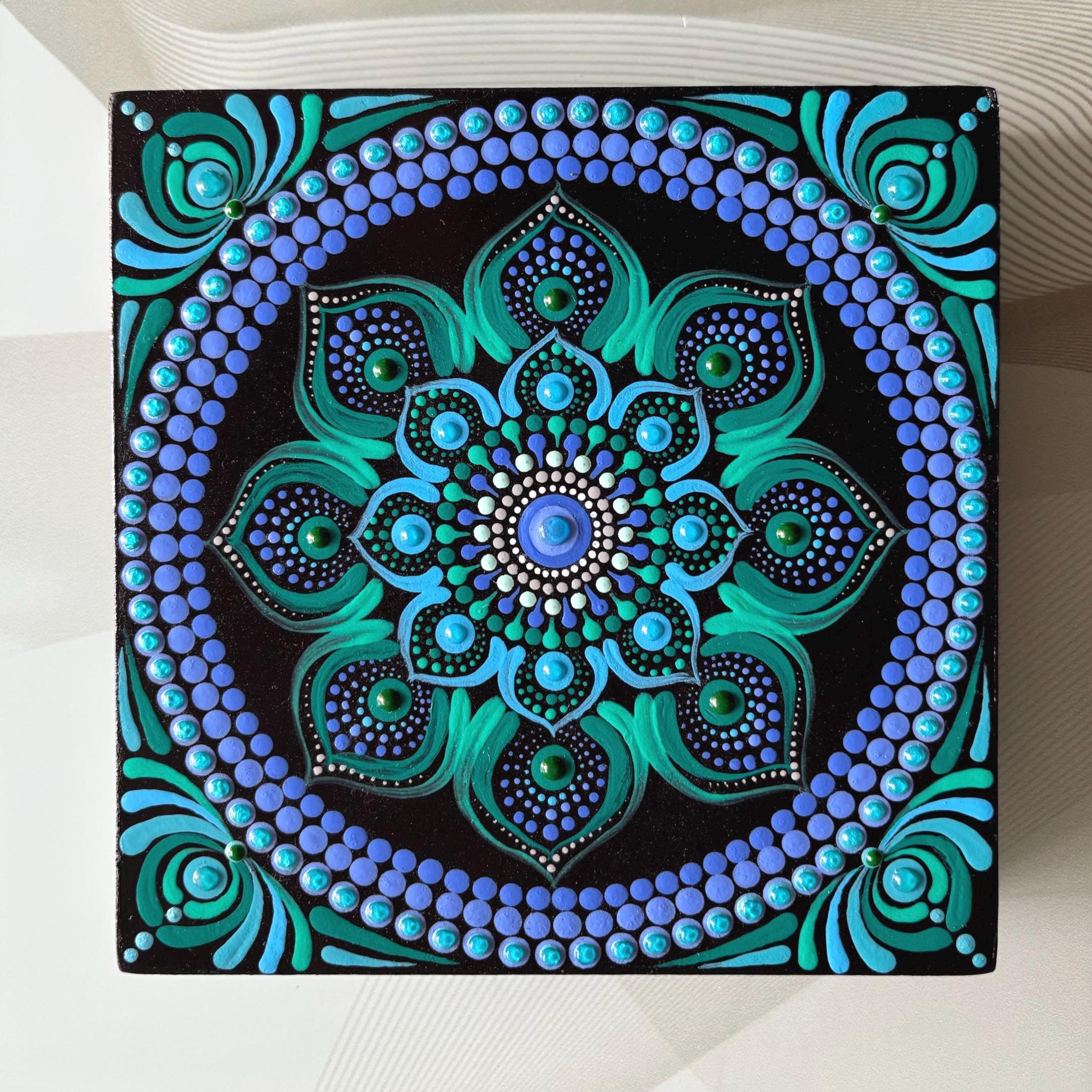 Wall Art,dot Mandala Art,hand Painted,6 Inch,mdf Canvas,acrylic Colour ...