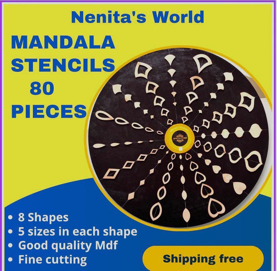 Mandala Art Stencils,8 Shapes,80 Mdf Cutouts,geometric Shapes Stencils ...