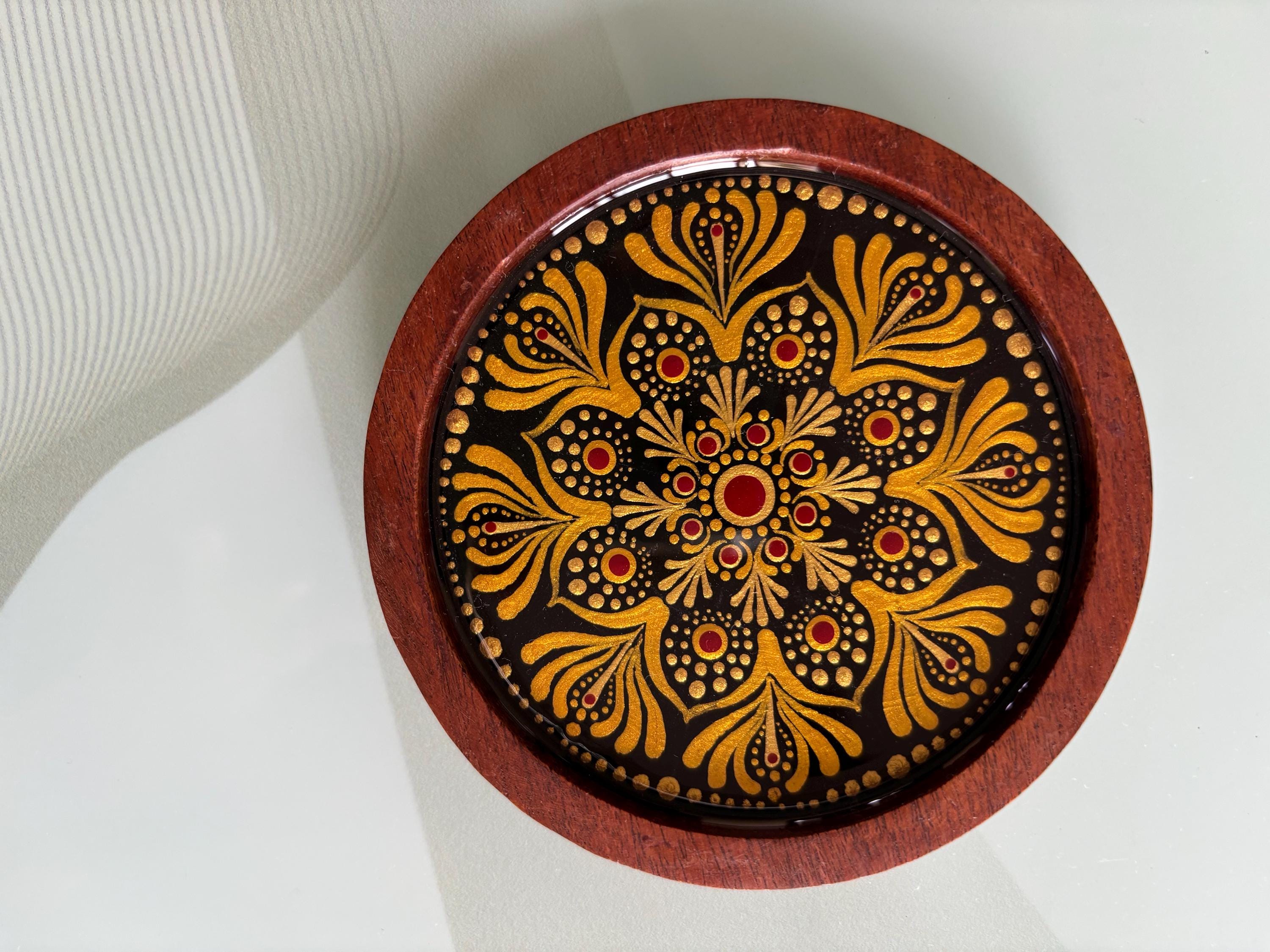 Dot Mandala Coasters,set of 6, Resin Coated Coasters,wooden Coasters ...