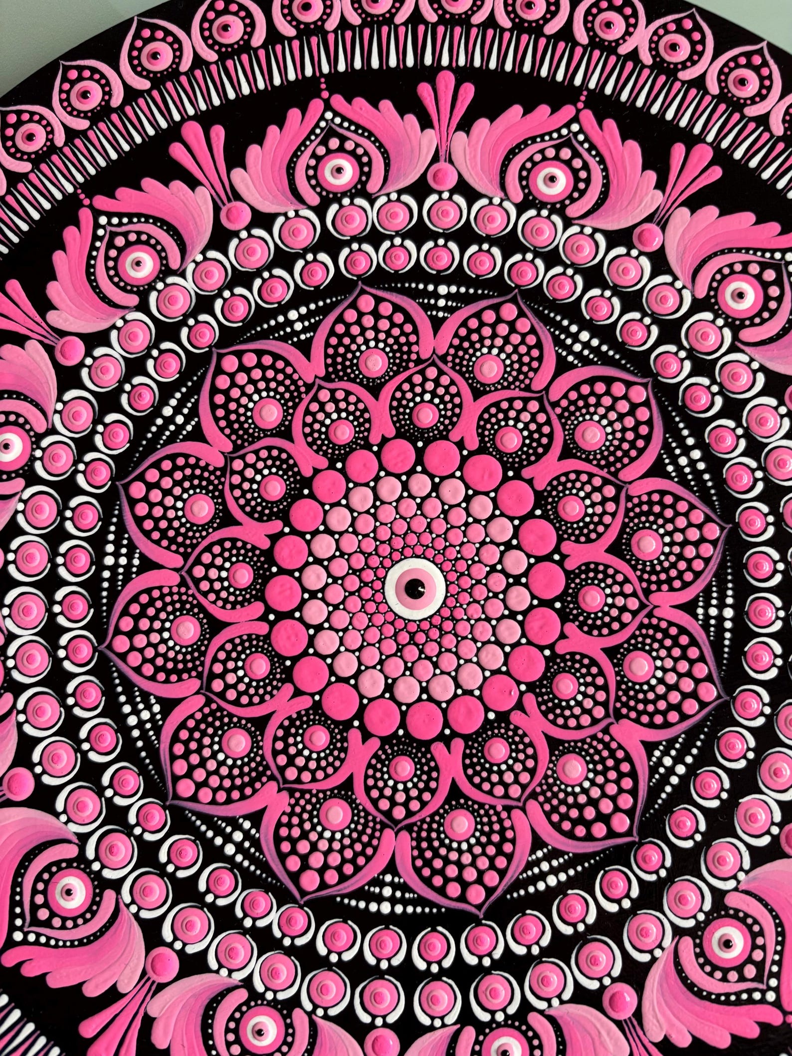 Pink Evil Eye Dot Mandala,hand Painted,12 Inch,acrylic Painting, Home ...