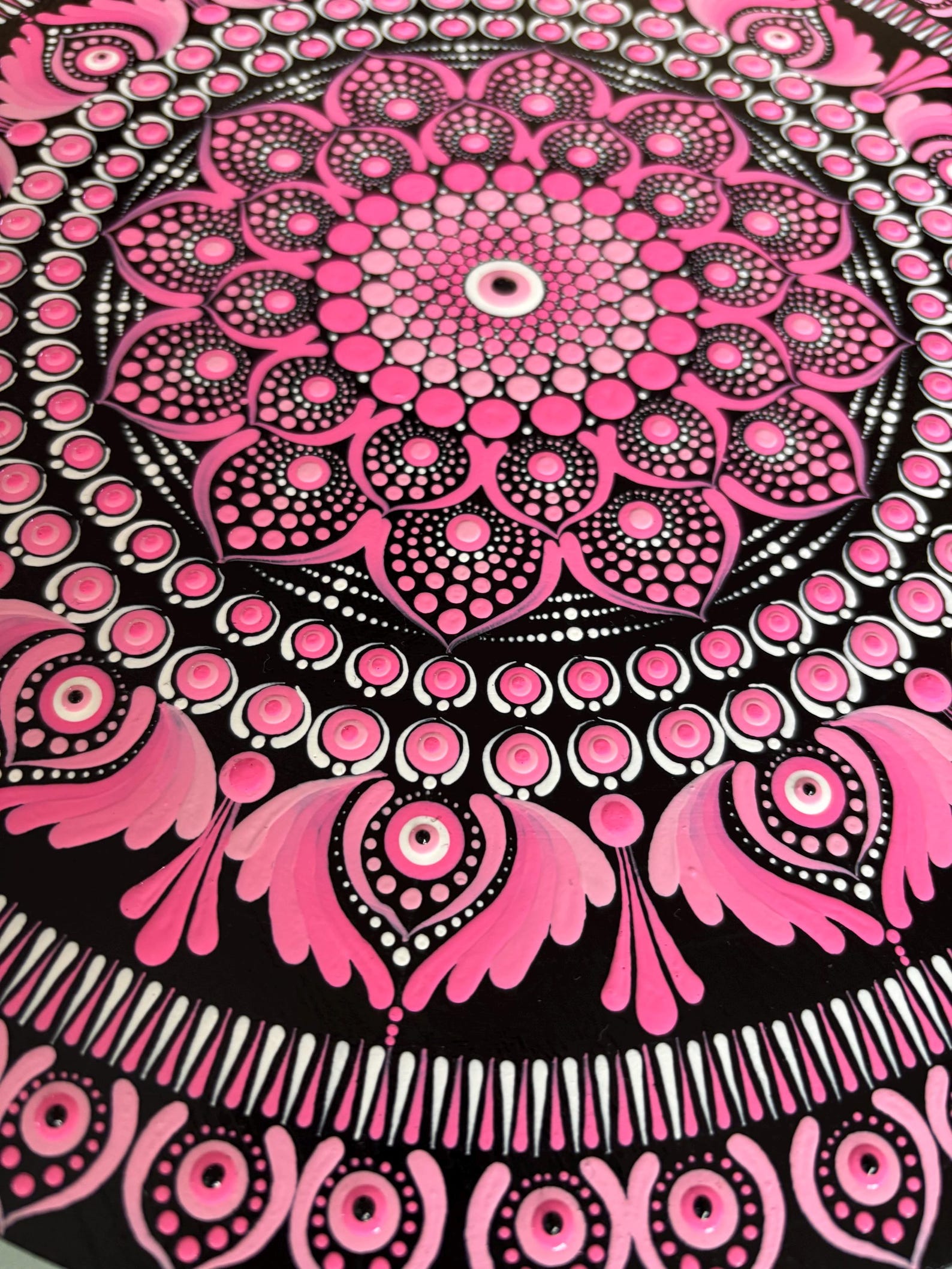 Pink Evil Eye Dot Mandala,hand Painted,12 Inch,acrylic Painting, Home ...