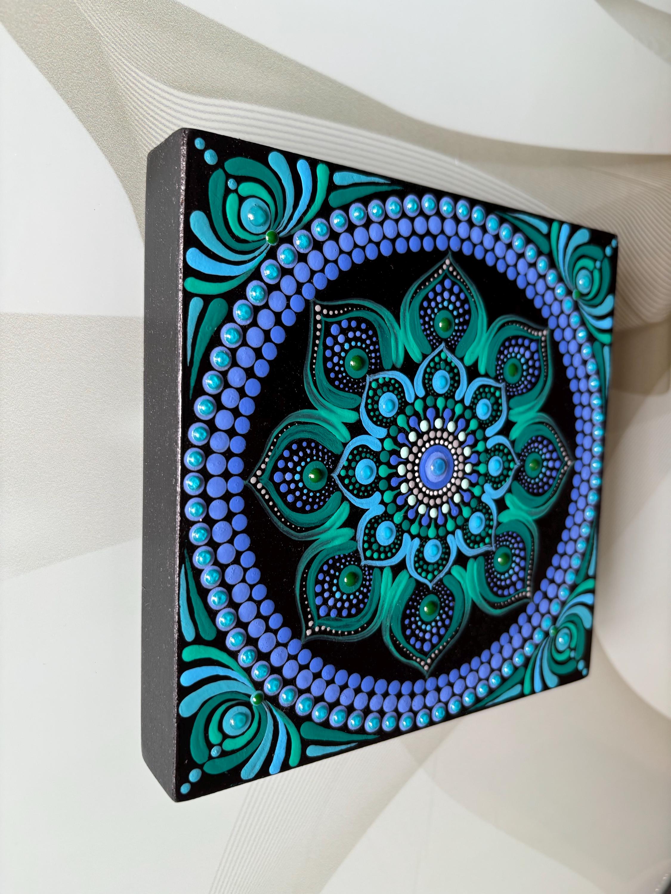 Wall Art,dot Mandala Art,hand Painted,6 Inch,mdf Canvas,acrylic Colour ...