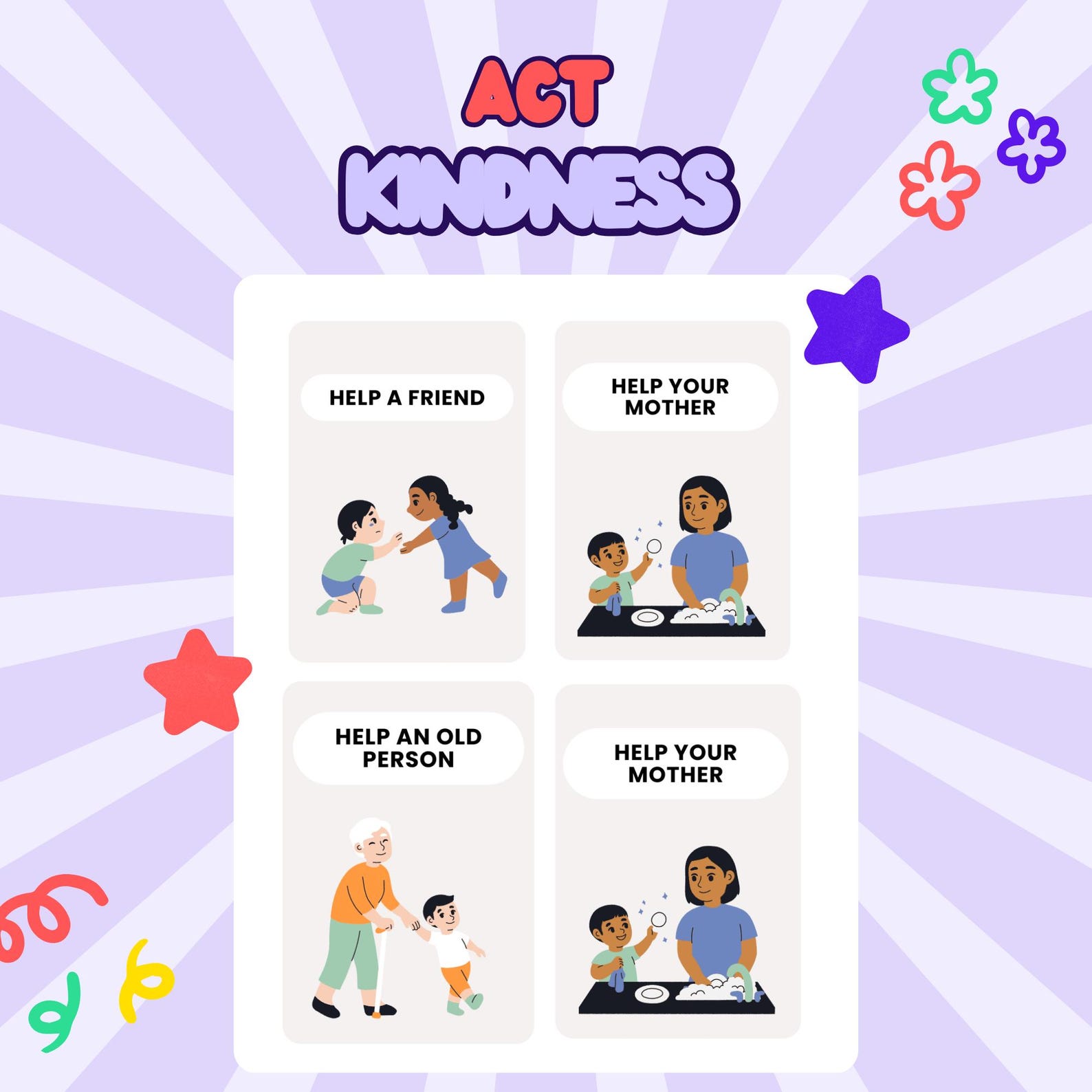 Kindness Flash Cards for Kids: Educational Printable (digital Download ...