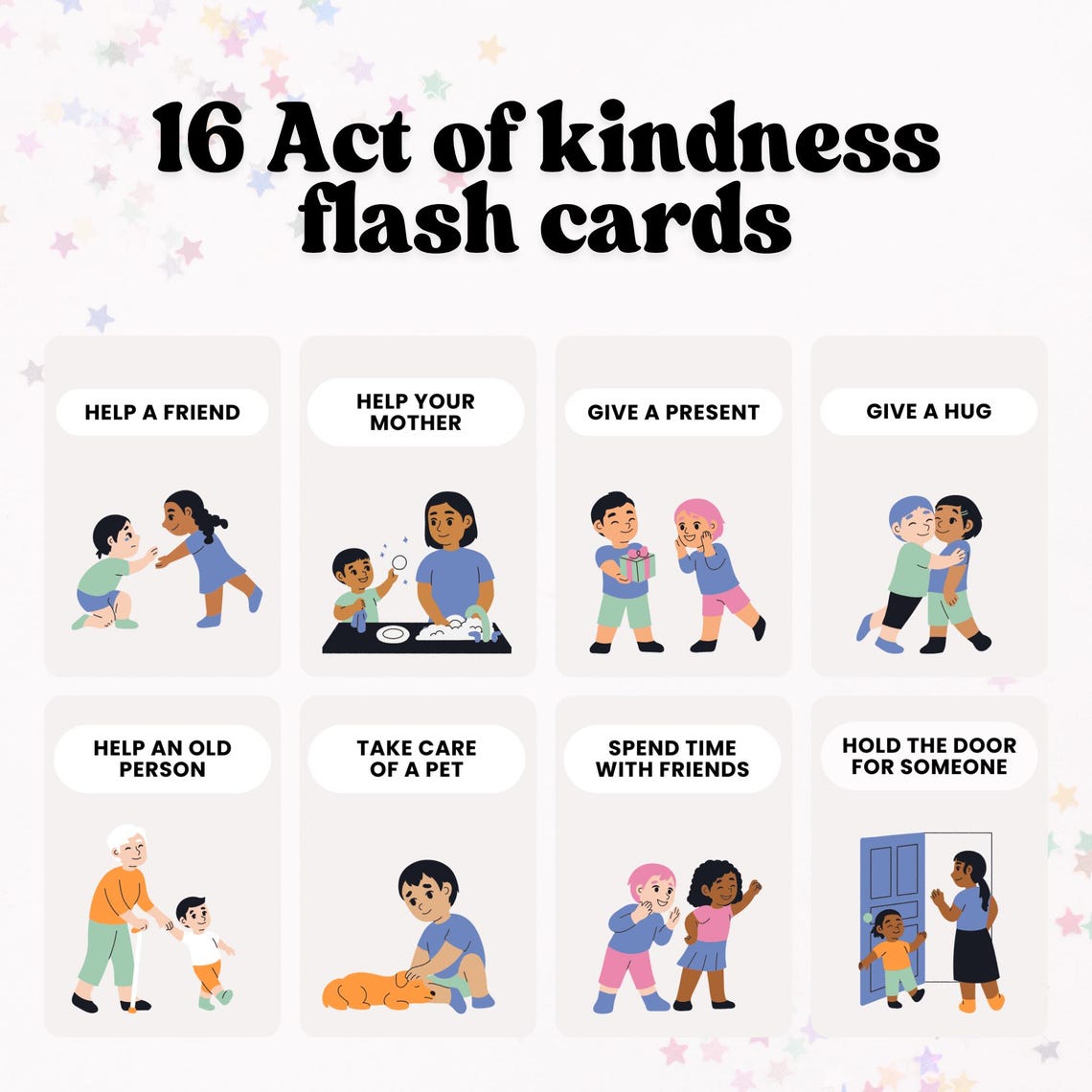 Kindness Flash Cards for Kids: Educational Printable (digital Download ...