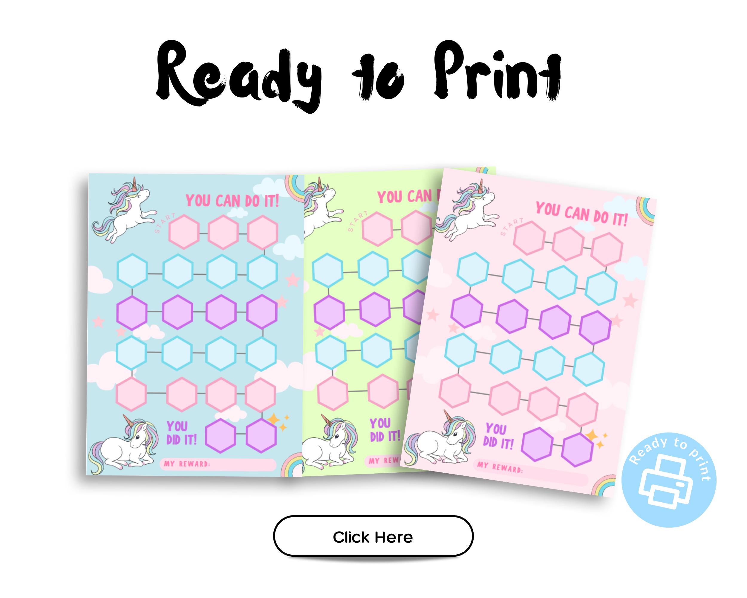 Rainbow Unicorn Reward Chart for Kids: Printable Behavior & Chore ...