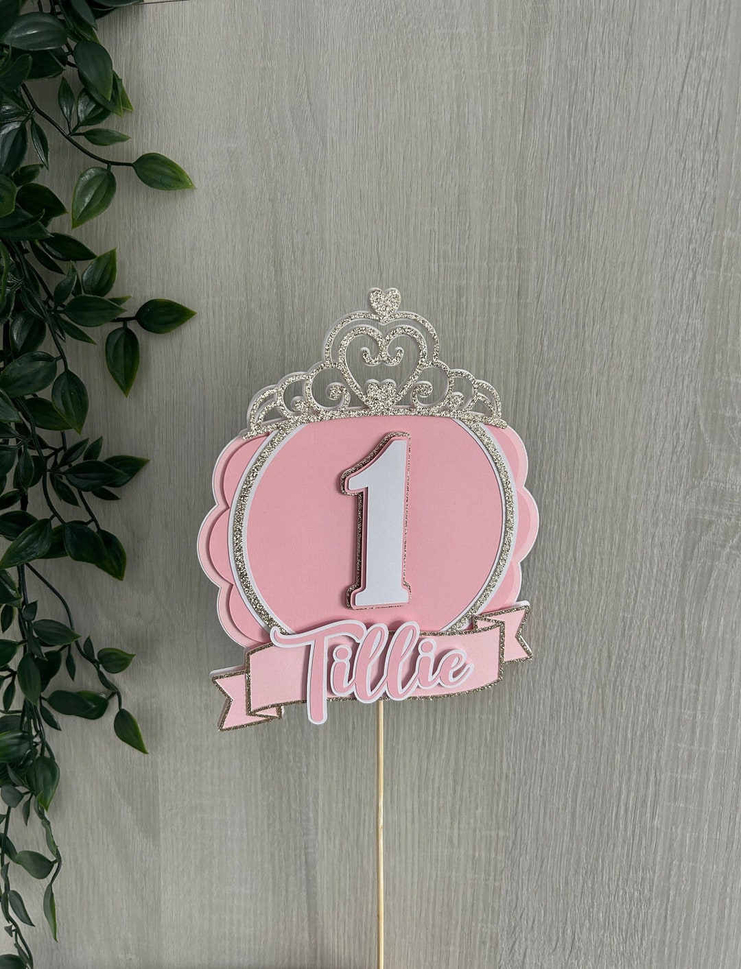 Personalised Princess Cake Topper Tiara Crown Theme Party 1st Birthday ...