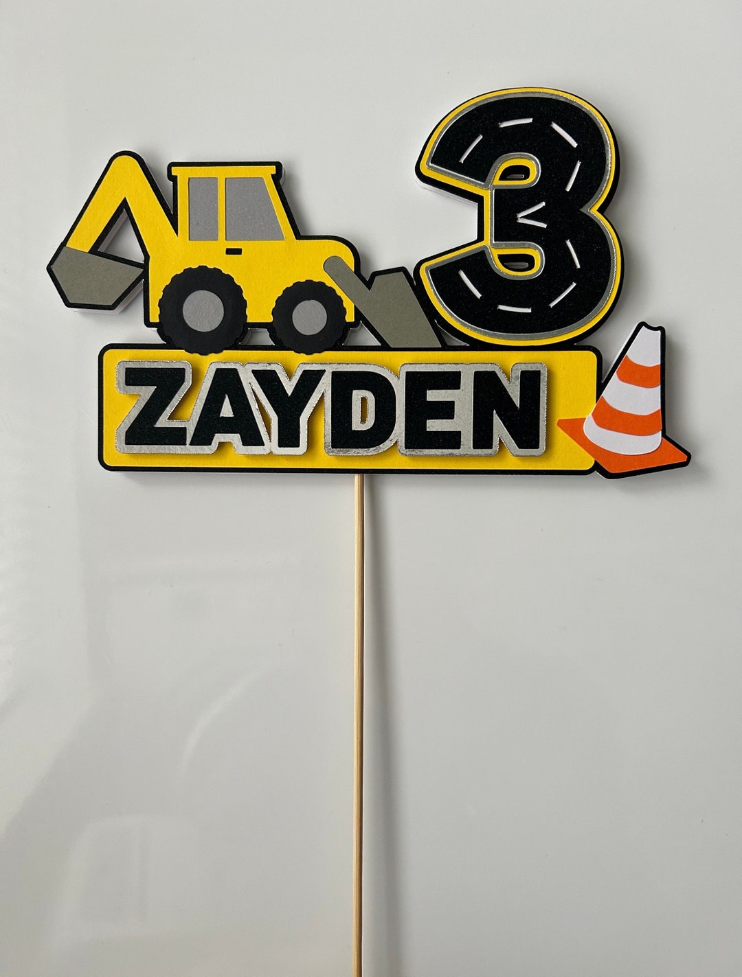 Digger Tractor Birthday Cake Topper Personalised Boys Girls Digger ...