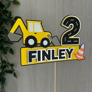 Digger | Tractor Birthday Cake Topper | Personalised Boys | Girls ...