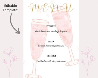 PARTY MENU, Wedding Menu, Menu Template, Dinner Party Menu, Digital ...