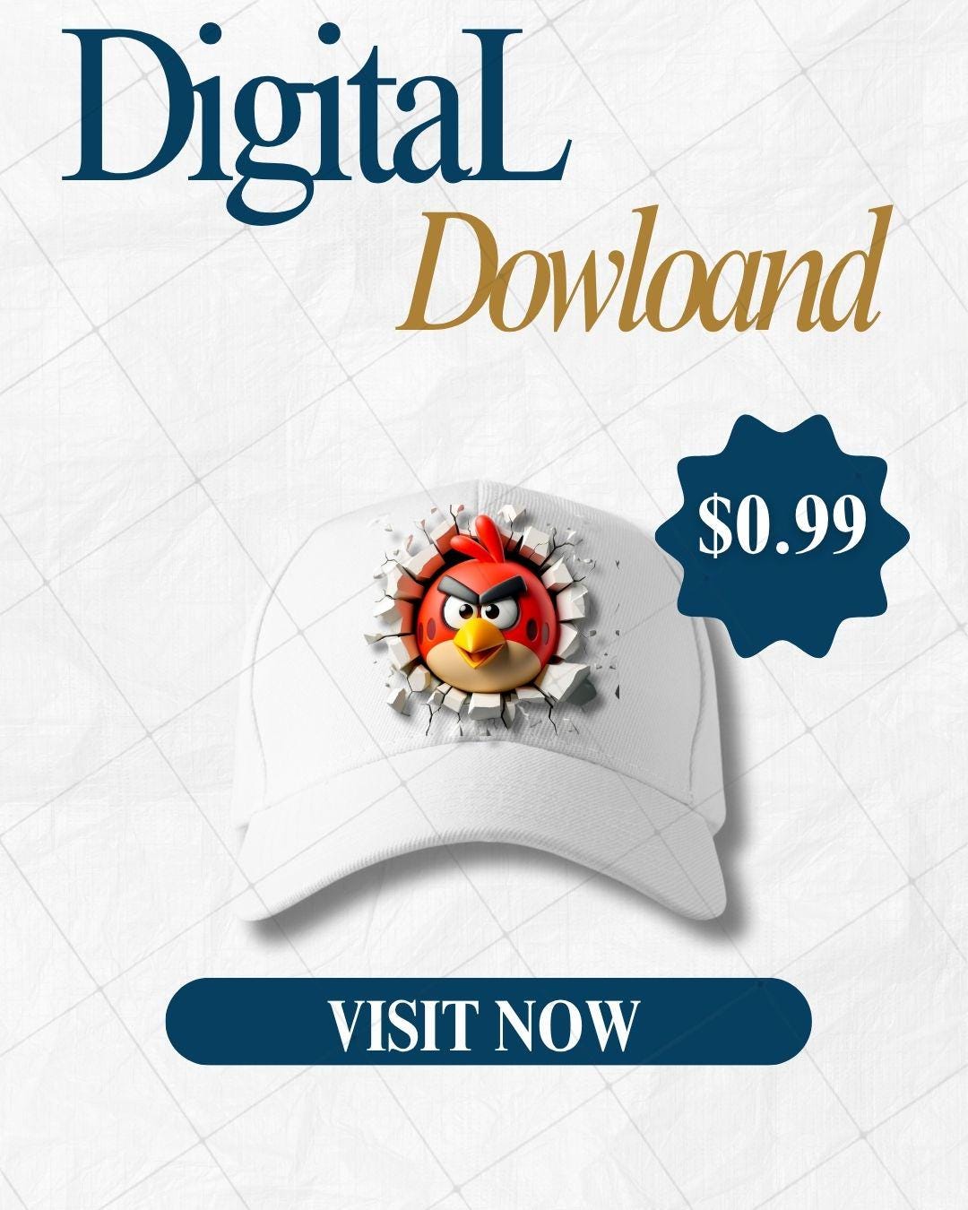 Angry Bird 3D Hat Design PNG – Digital Download – Cartoon Broken Wall ...