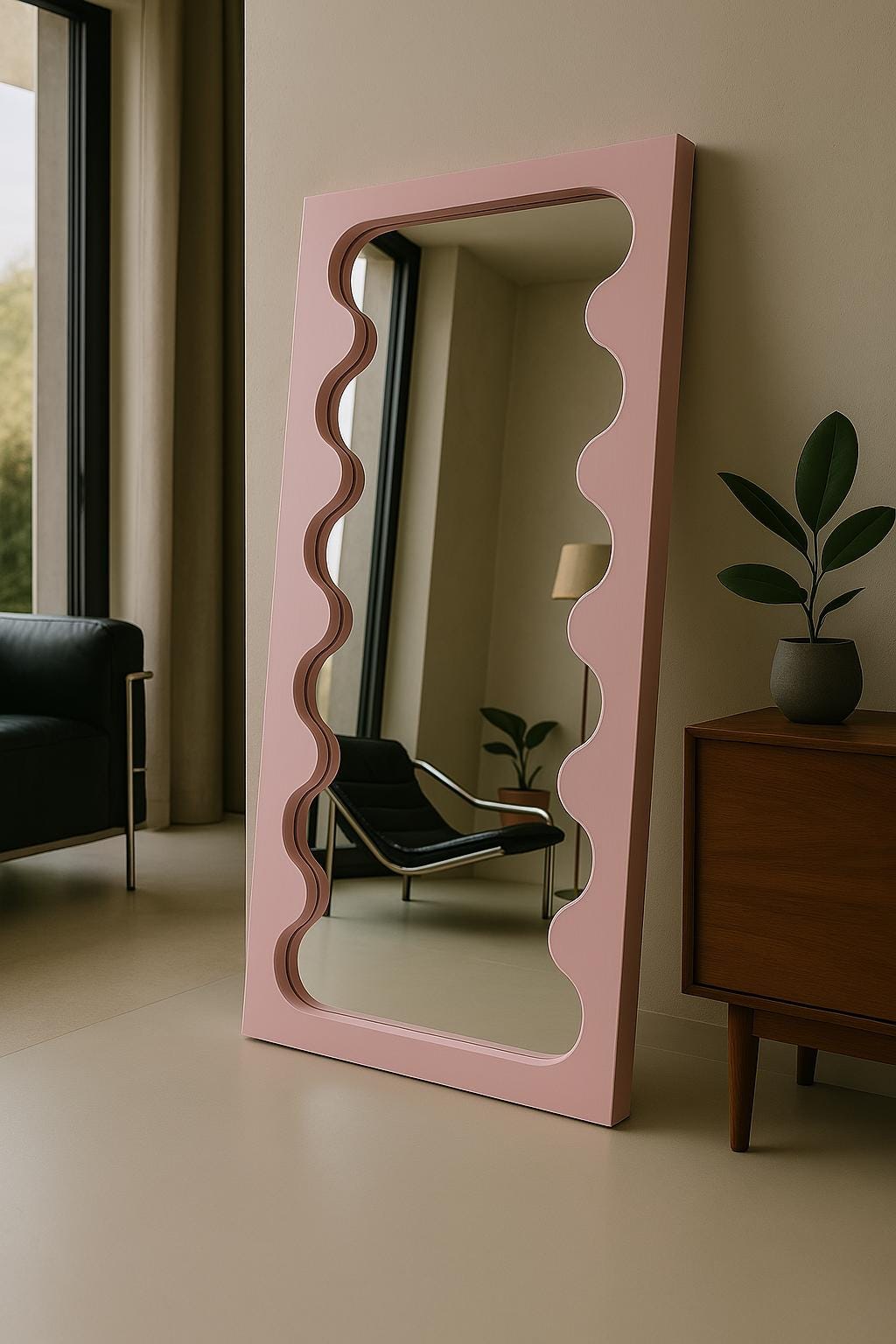 Wavy Mirror – Handmade Curvy Wall Mirror – Organic Frame – Custom ...