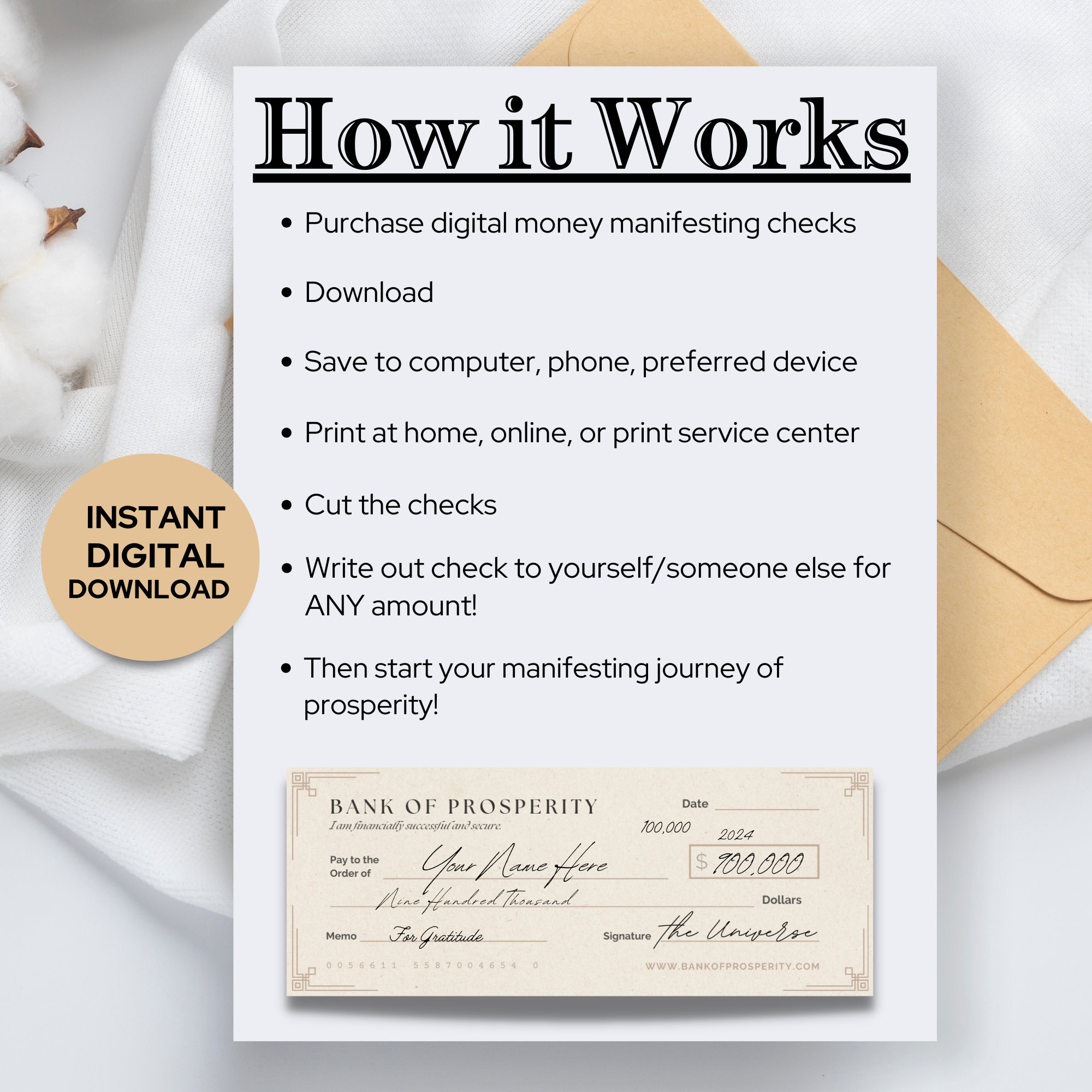 Printable Money Manifesting Checks | 12 Blank Checks | Manifest ...