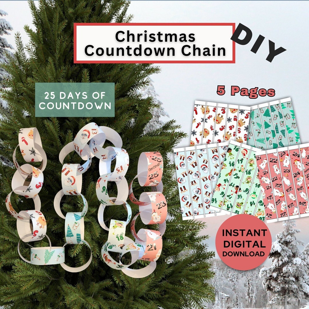 Printable Christmas Countdown Paper Chain- 25 Days of Christmas ...