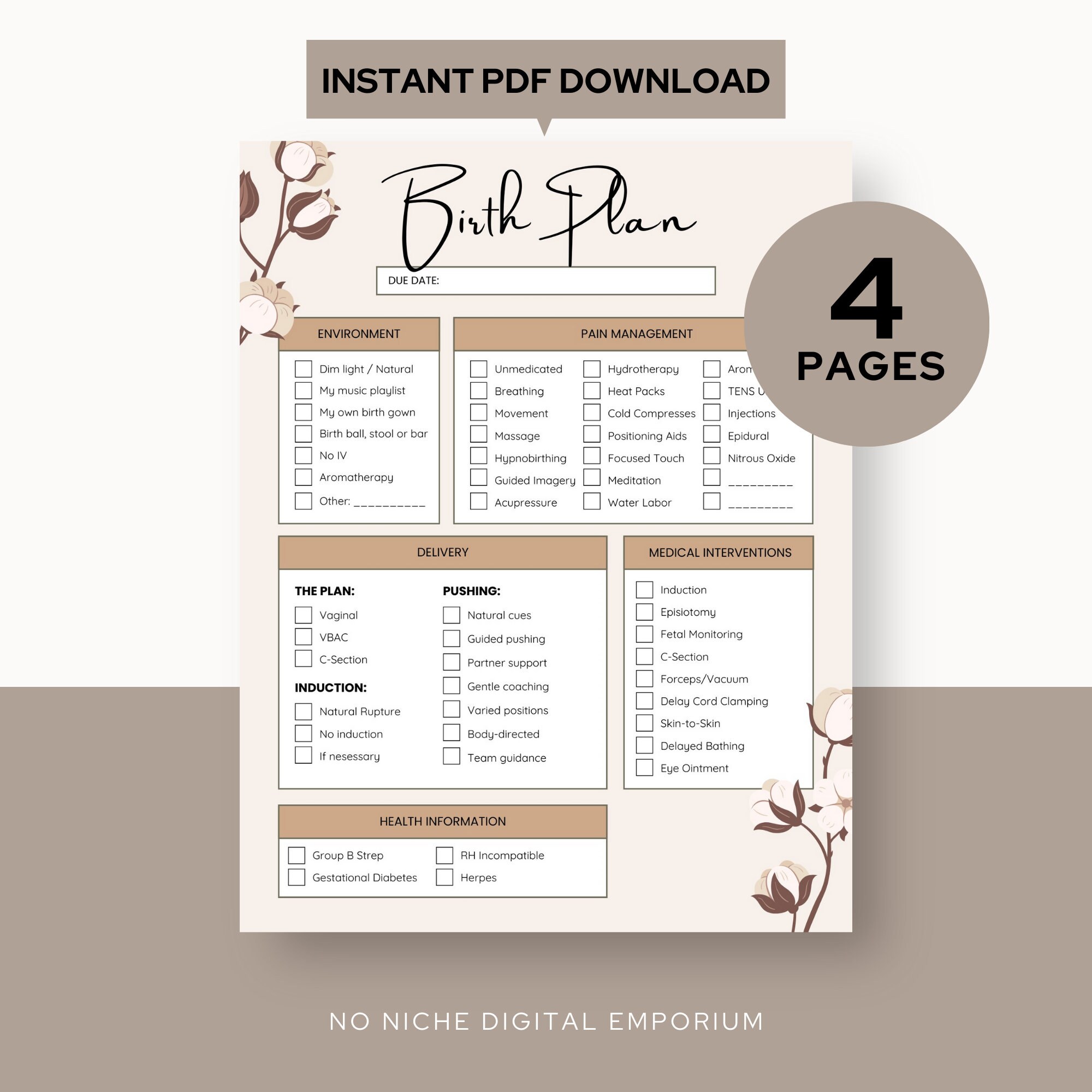 Customizable Birth Plan & Pregnancy Planner Editable Template - Etsy