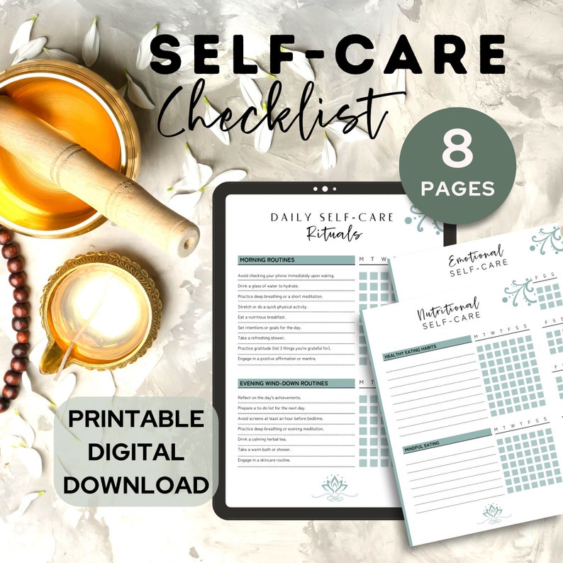 Self Care Checklist Printable Digital Self Care Planner - Etsy