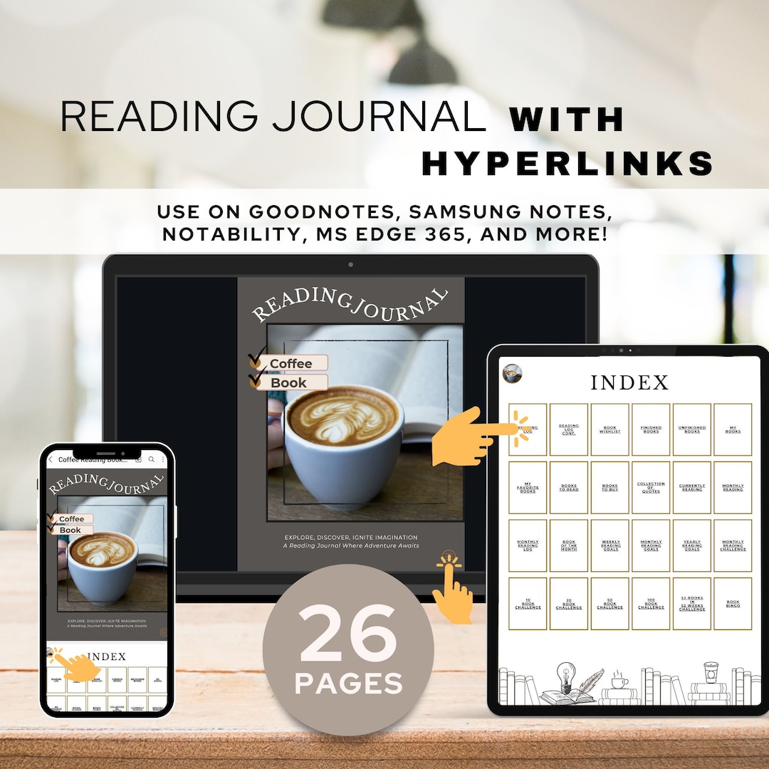 Hyperlink Reading Journal Planner | Personalized Book Tracker ...