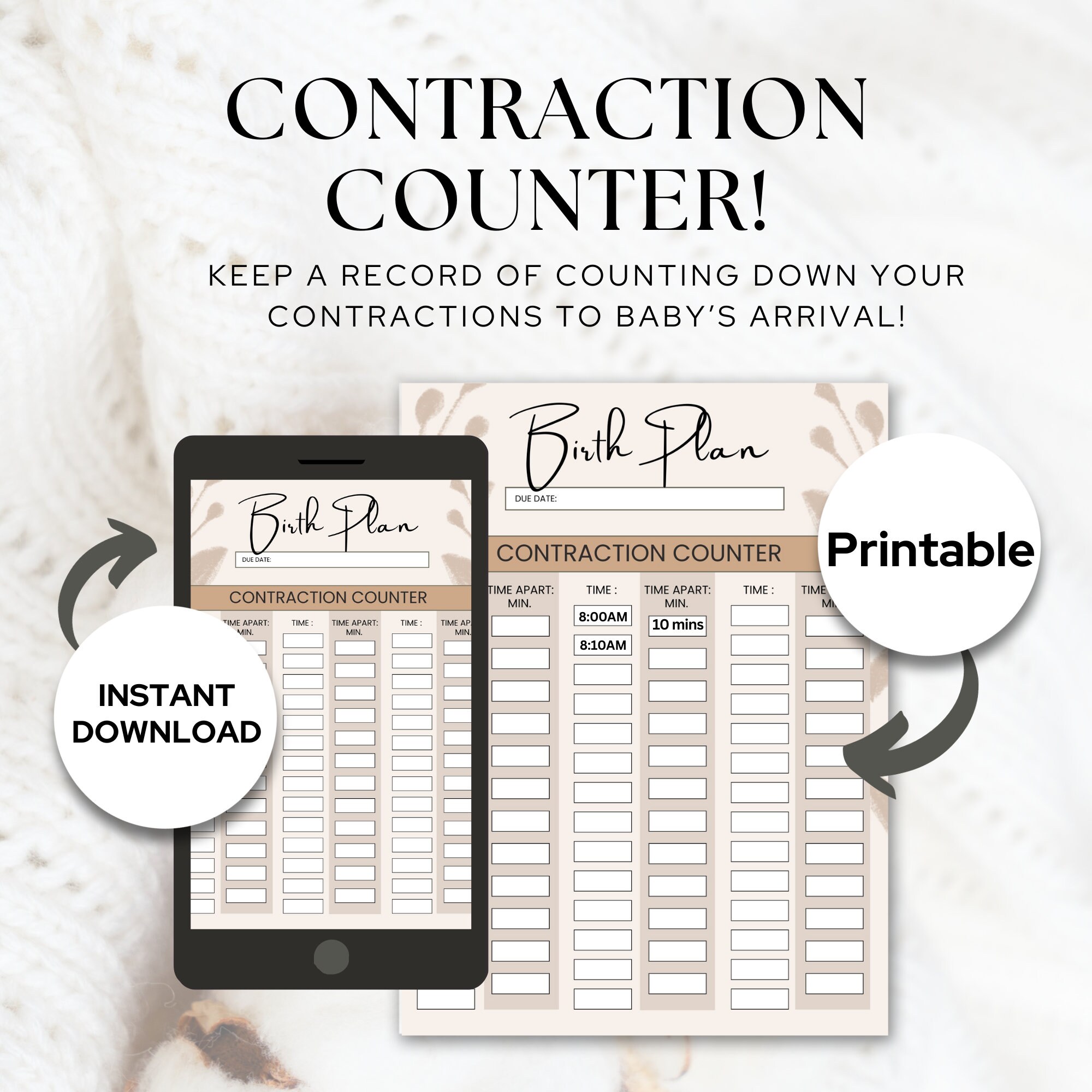 Customizable Birth Plan & Pregnancy Planner, Editable Template for ...