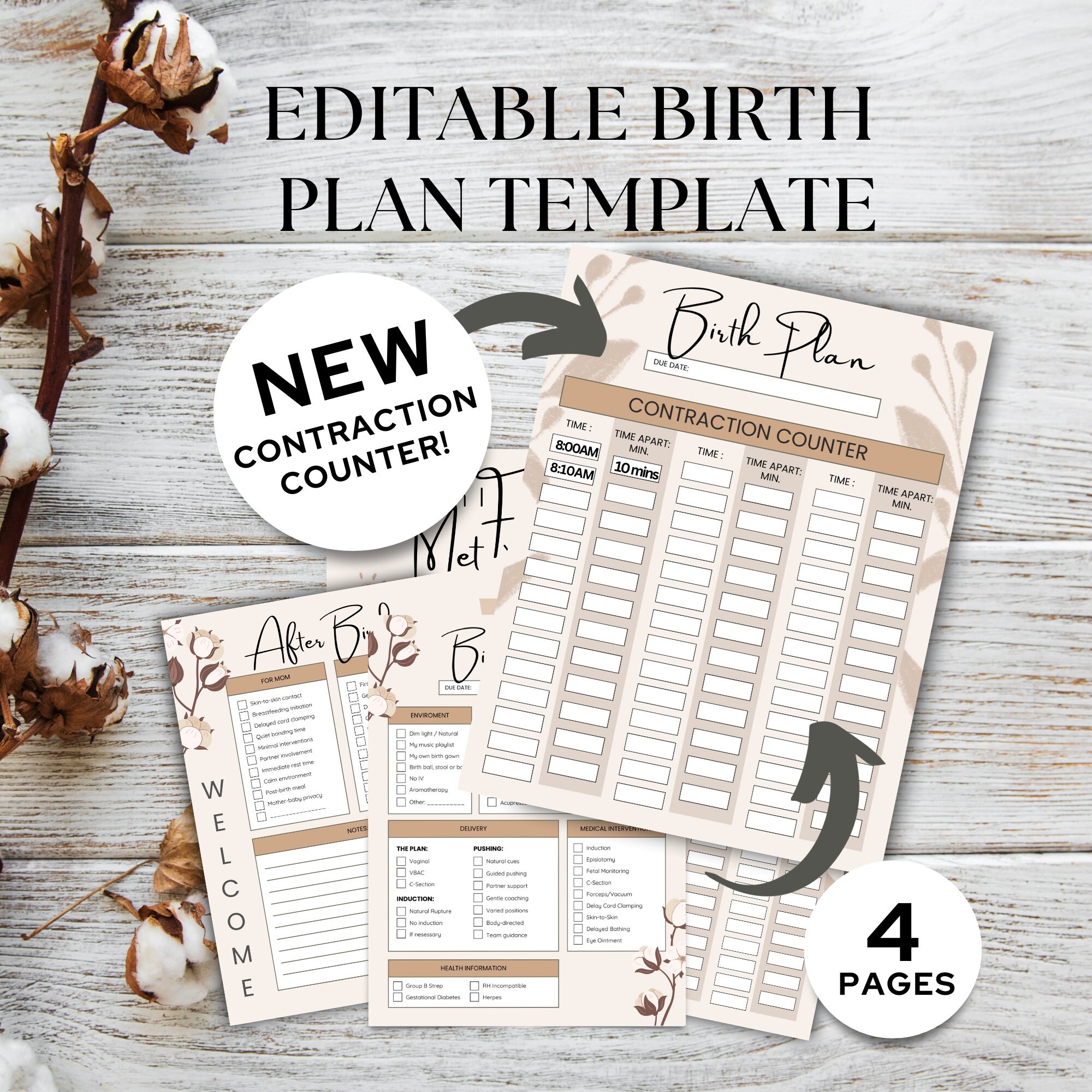 Customizable Birth Plan & Pregnancy Planner, Editable Template for ...