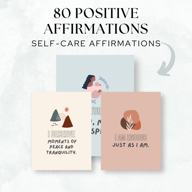 80 Self-care Affirmation Cards Printable Deck for Calming Corner ...