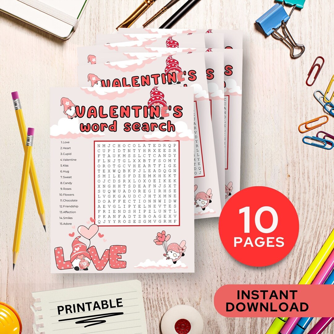 Printable Valentine's Word Search Activity for All Ages | Valentine's ...