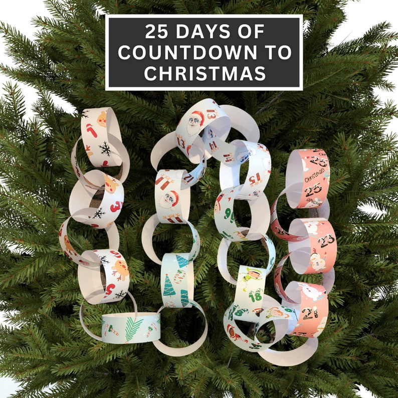 Printable Christmas Countdown Paper Chain- 25 Days of Christmas ...